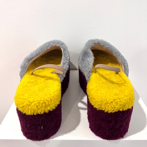 Fendi | Shoes | Fendi Multi Color Colorblock Platform Shearling Mules ...